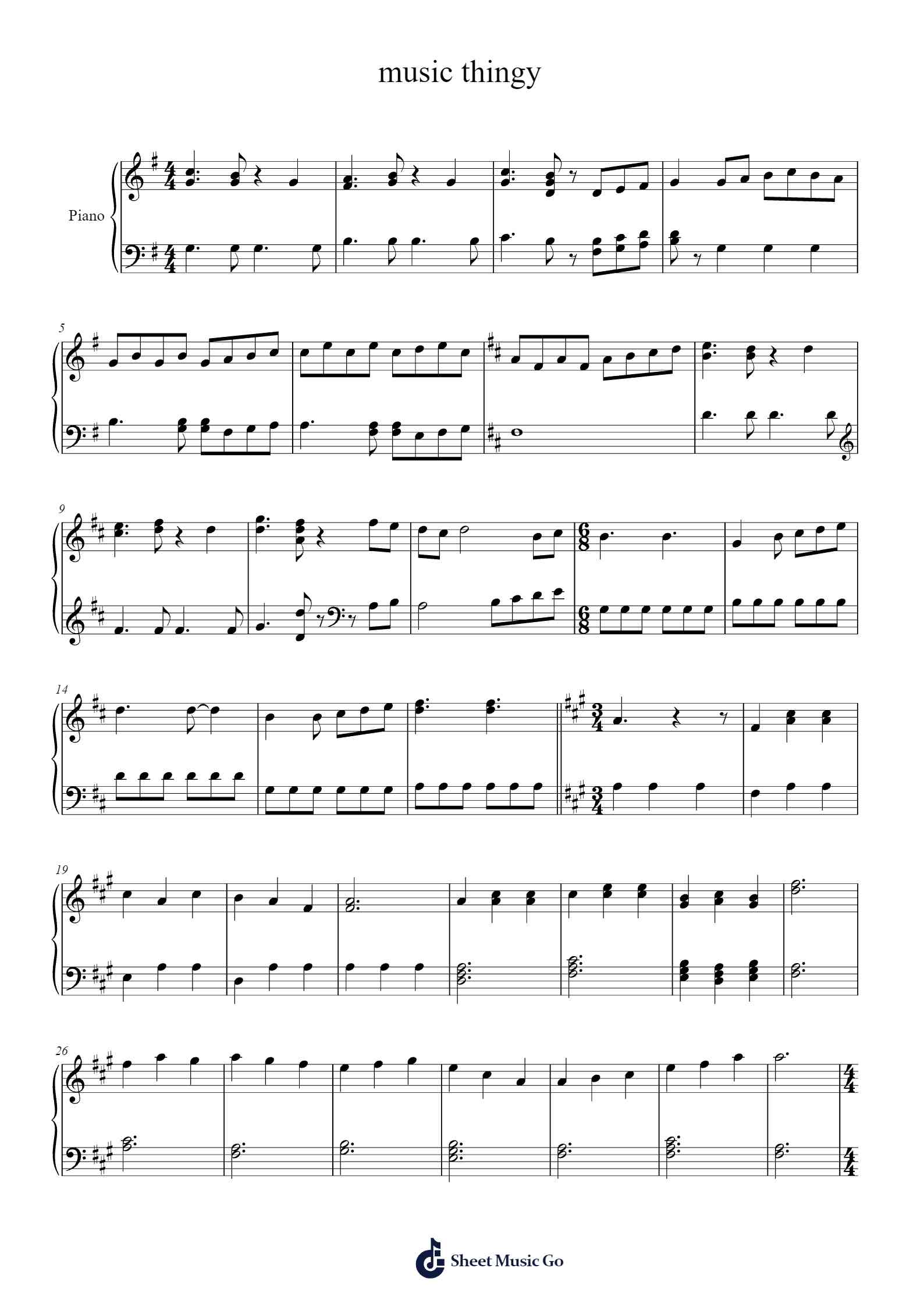 music thingy Sheet Music by Megan Nichols-Judge-Arr.Frednice Daveburns