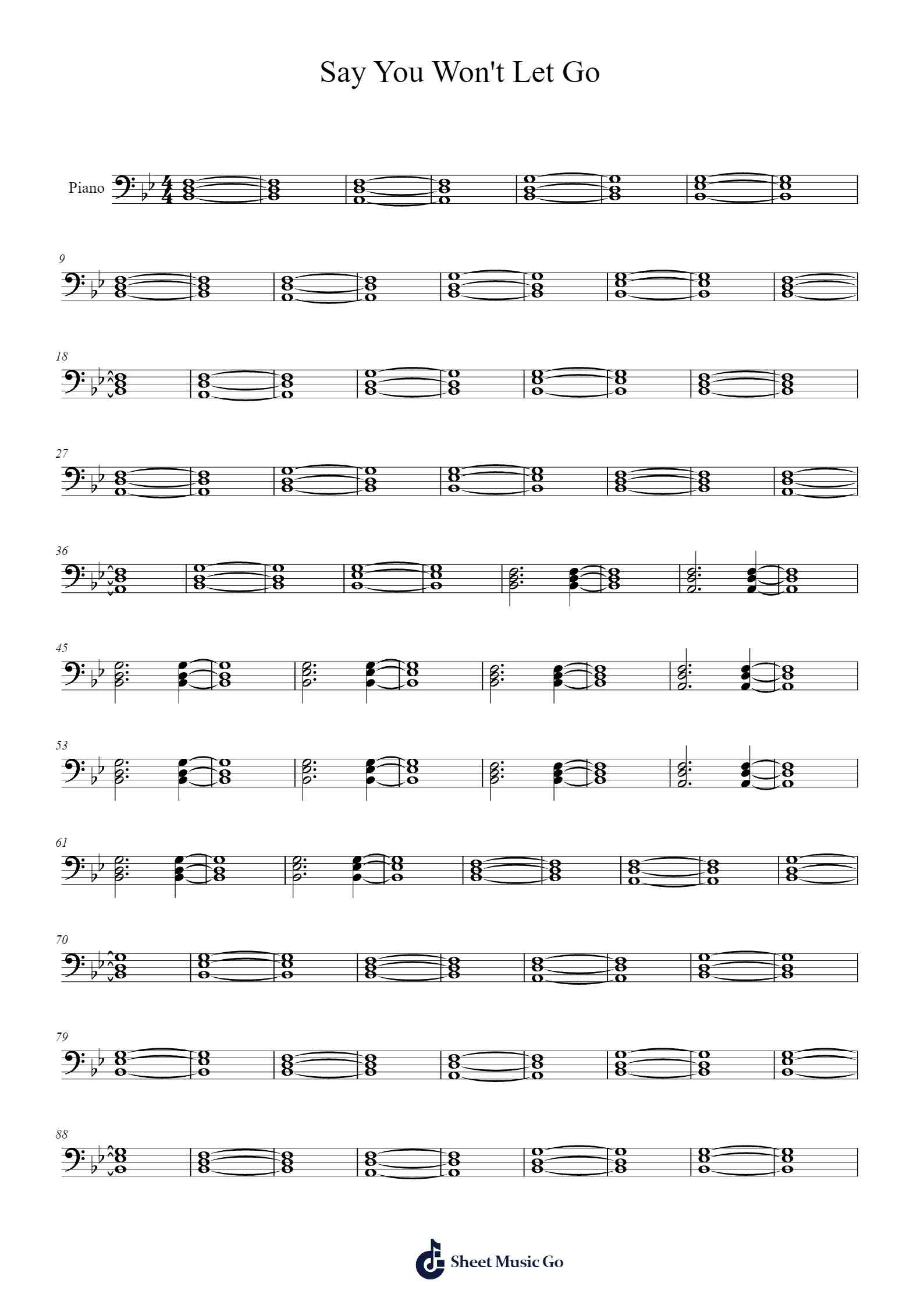 Say You Won't Let Go Sheet Music by Zoe Masson-Arr.Wano'neil Orn