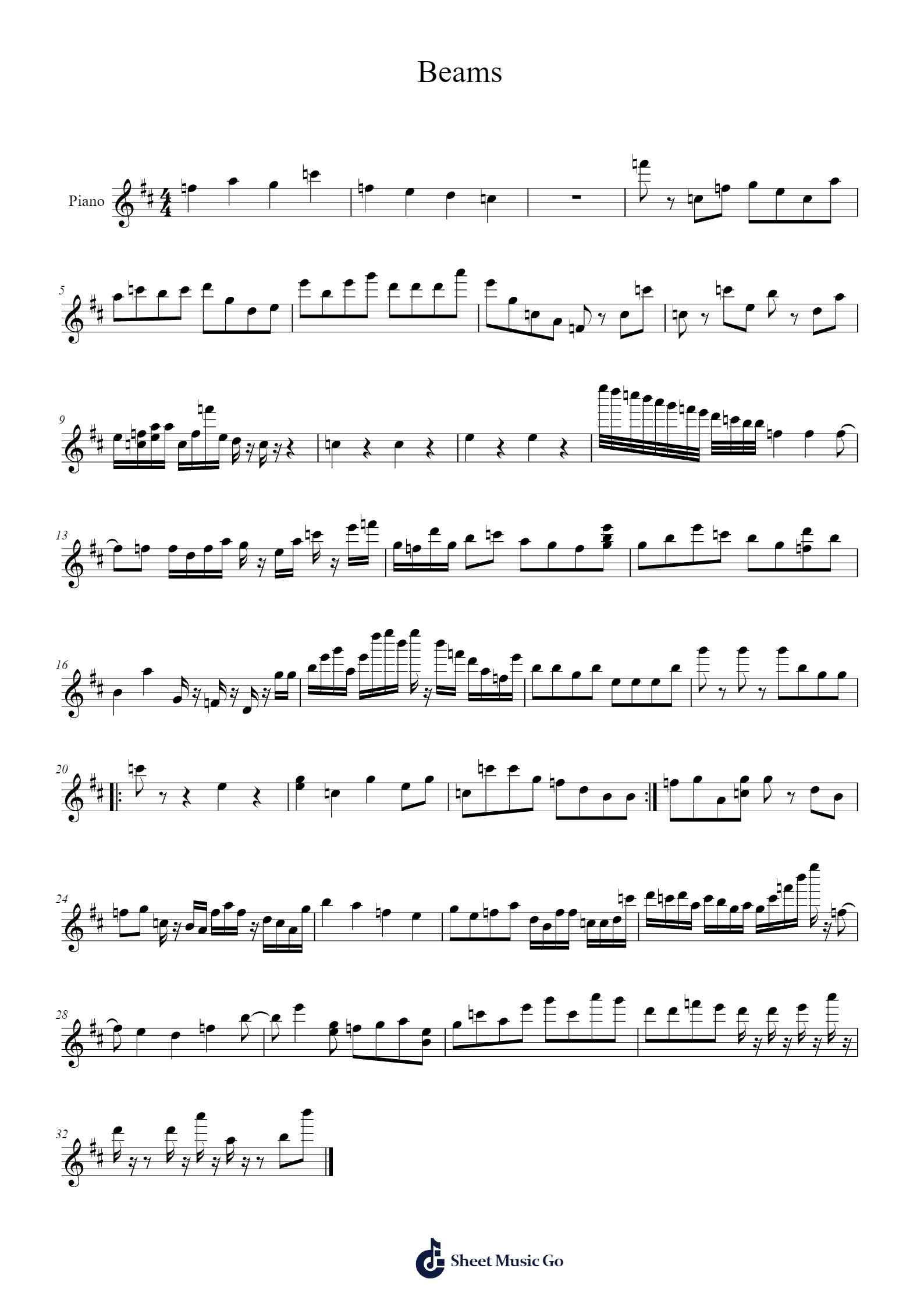 Beams Sheet Music by Croftfred-Arr.Attcolm