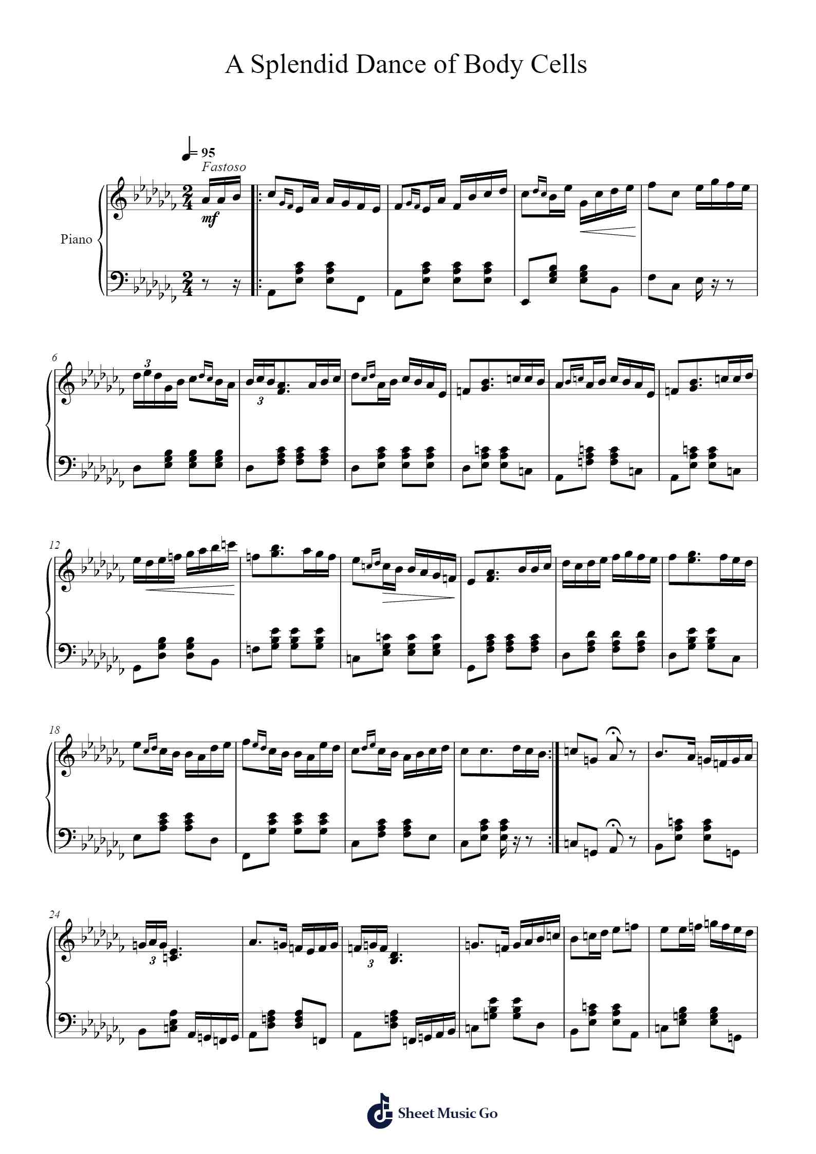 A Splendid Dance of Body Cells Sheet Music by Faithelip-Arr.Copclife Hudvan
