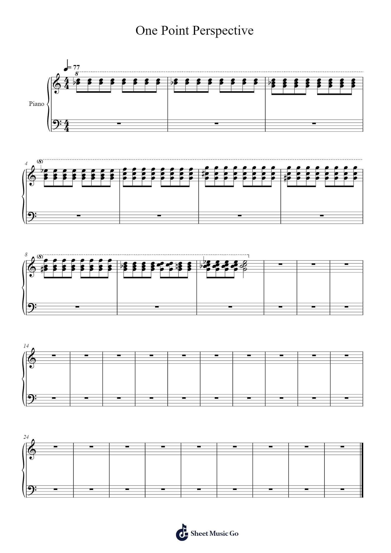 One Point Perspective Sheet Music by -Arr.Edphne