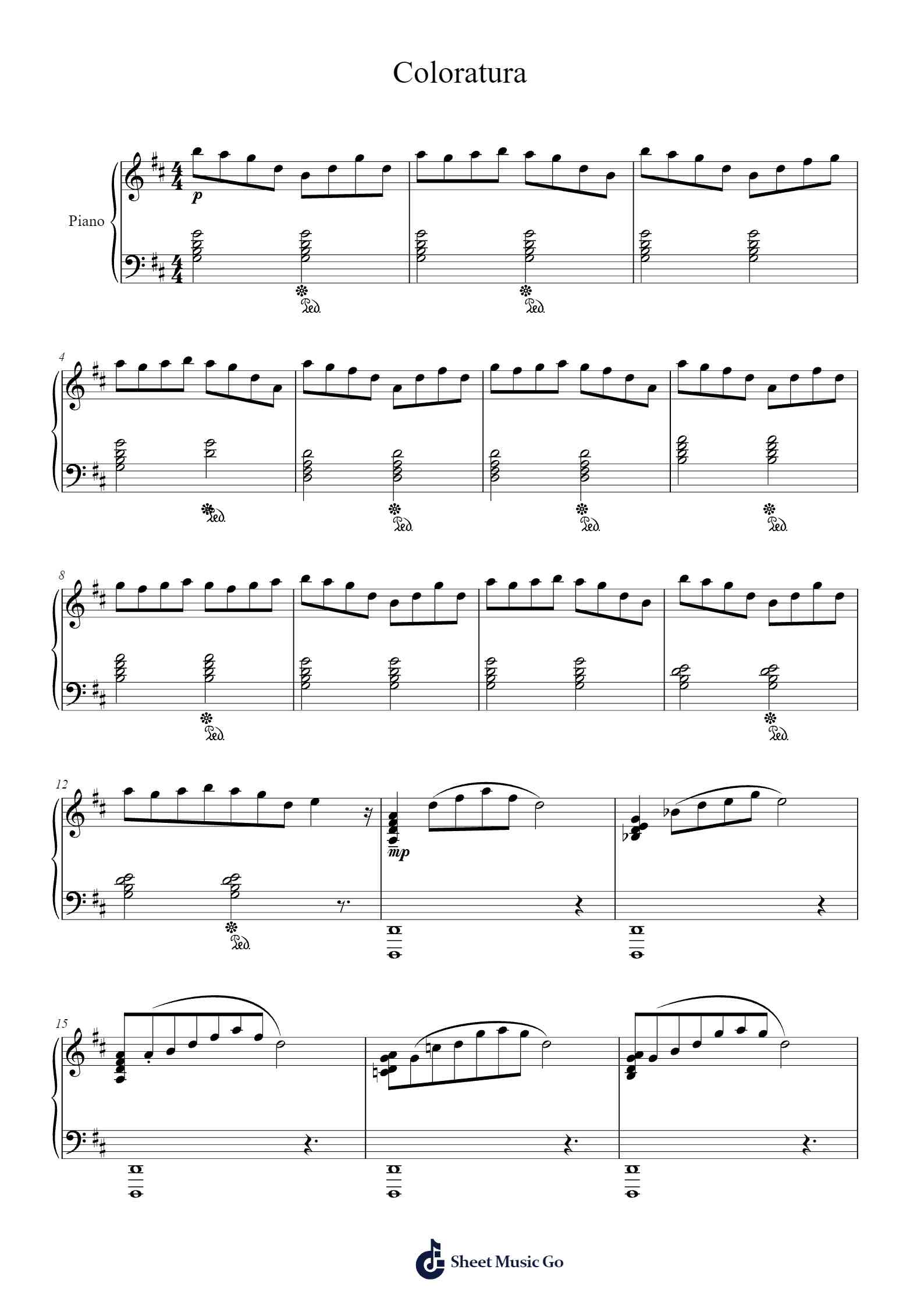 Partitura de Coloratura de Coldplay - Arreglada por Dalclark Wenholt