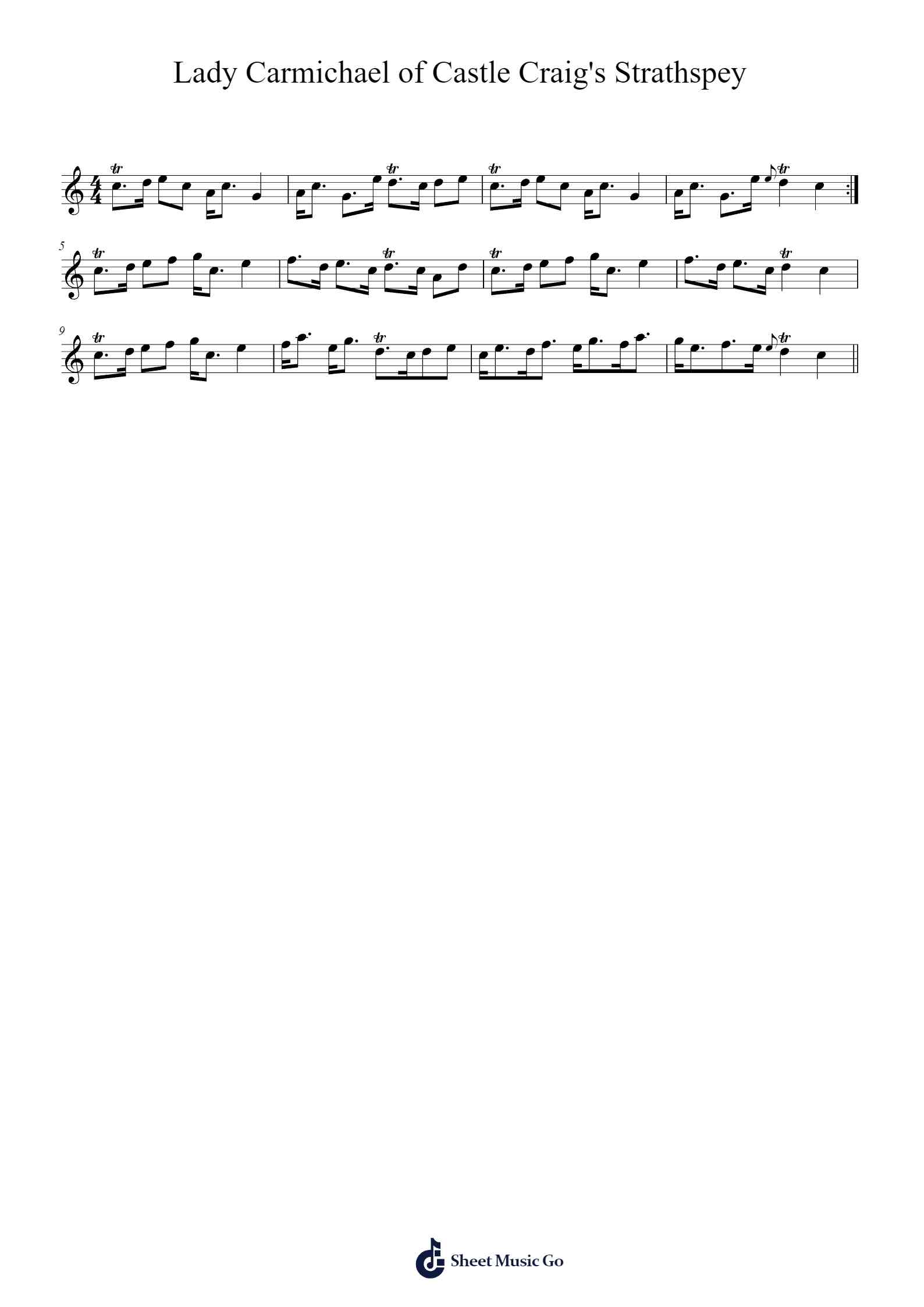 Lady Carmichael of Castle Craig's Strathspey Sheet Music by John Gow ...