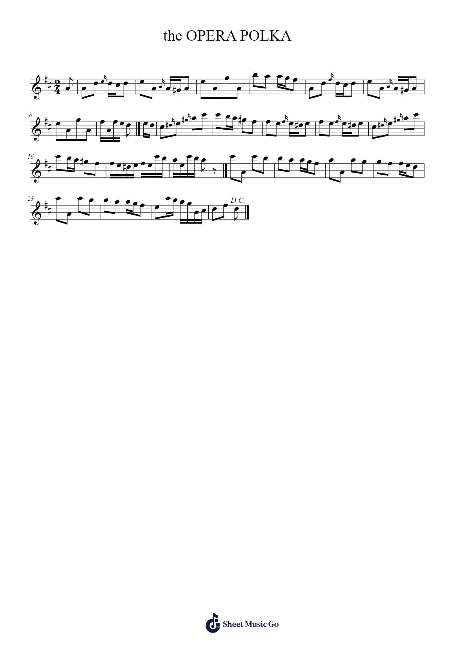 the OPERA POLKA Sheet Music by Julian Chambers-Arr.Huxver Birdnee