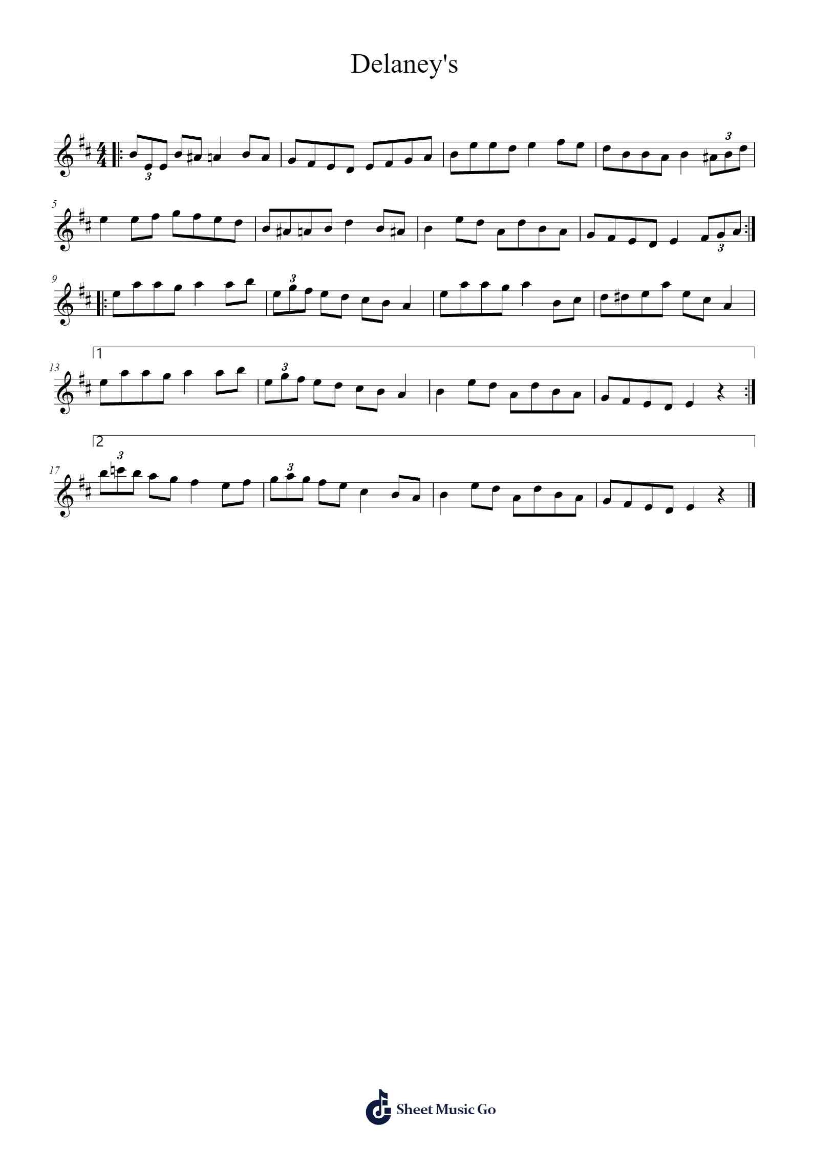 Delaney's Sheet Music by -Arr.Seange Tayfy