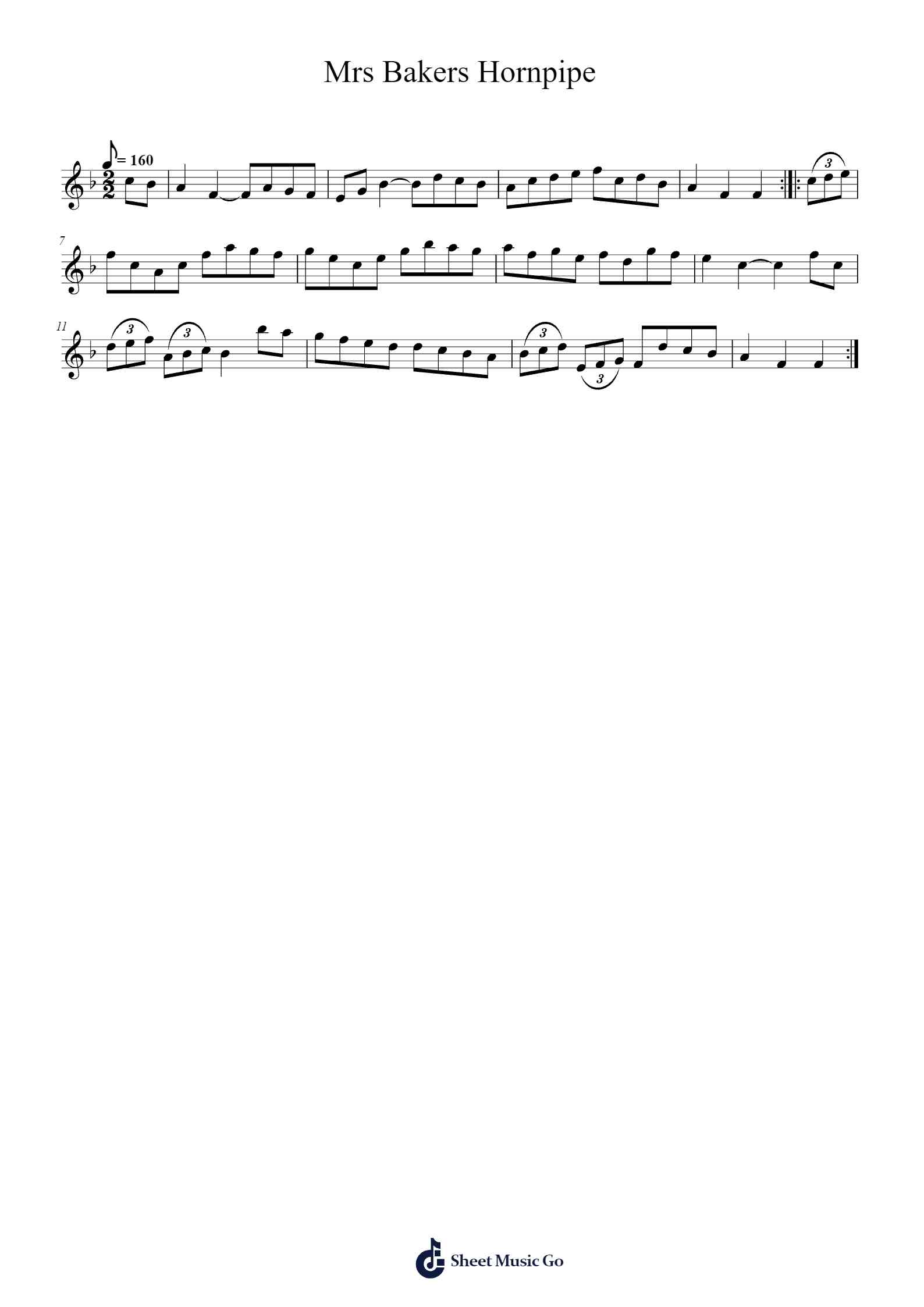 Mrs Bakers Hornpipe Sheet Music by MrHalfstep-Arr.Pebar Hawgie